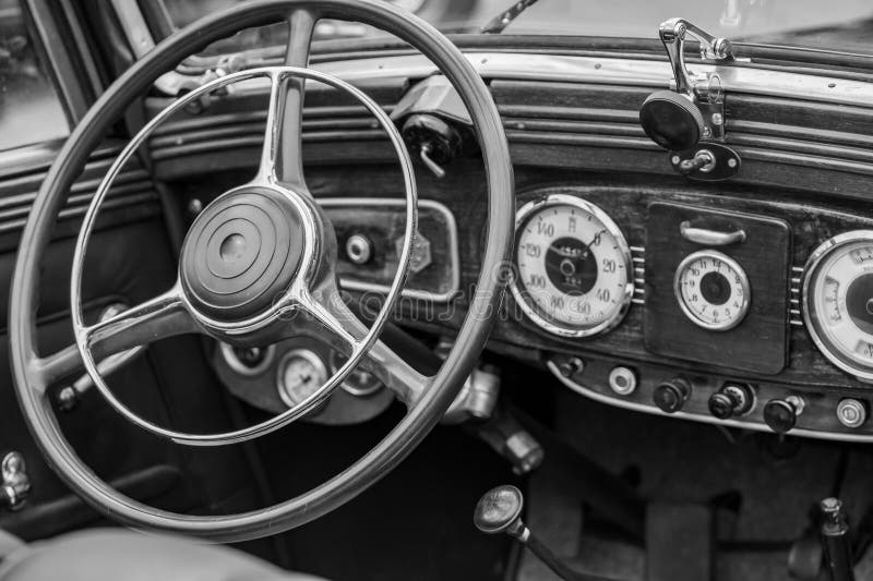 Nostalgic Cockpit of an Old Classic Car Stock Image - Image of hobbies ...