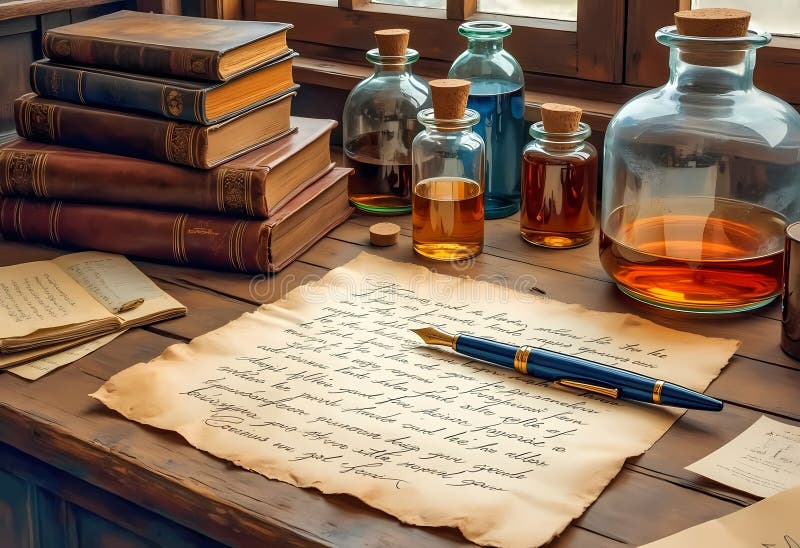 Vintage Writing and Reading Still Life Stock Illustration ...