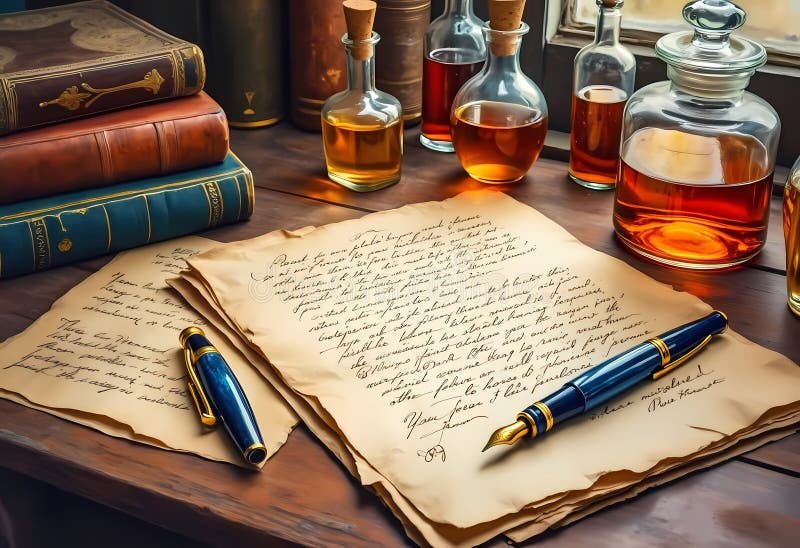 Vintage Writing and Reading Still Life Stock Illustration ...