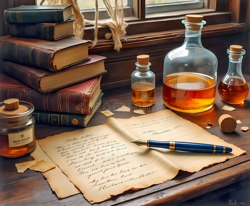 Vintage Writing and Reading Still Life Stock Illustration ...