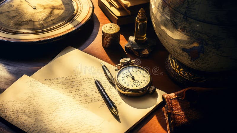 Nostalgic Correspondence: Handwritten Letter, Compass, and Globe ...