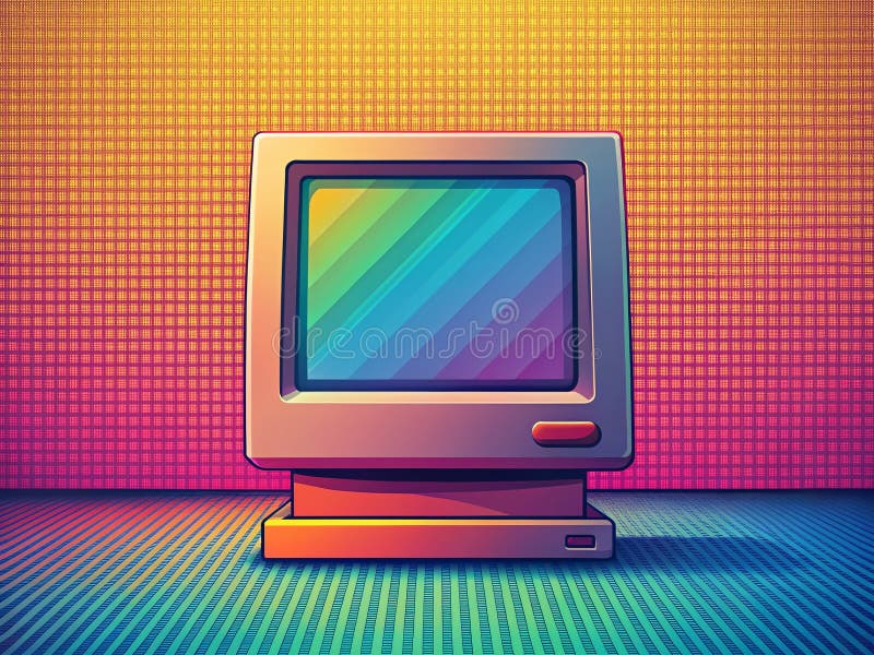 Nostalgic Digital Display a Retro Computer Monitor Artwork Capturing ...