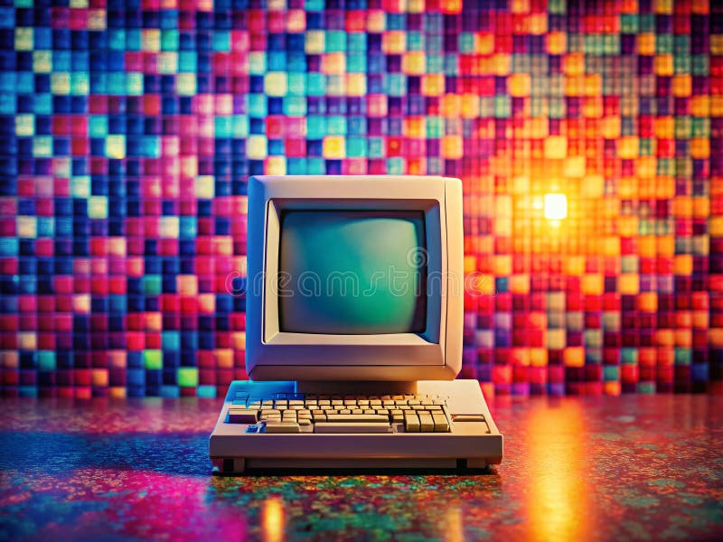 Nostalgic Digital Pixel Art a Minimalist Retro Computer Background for ...