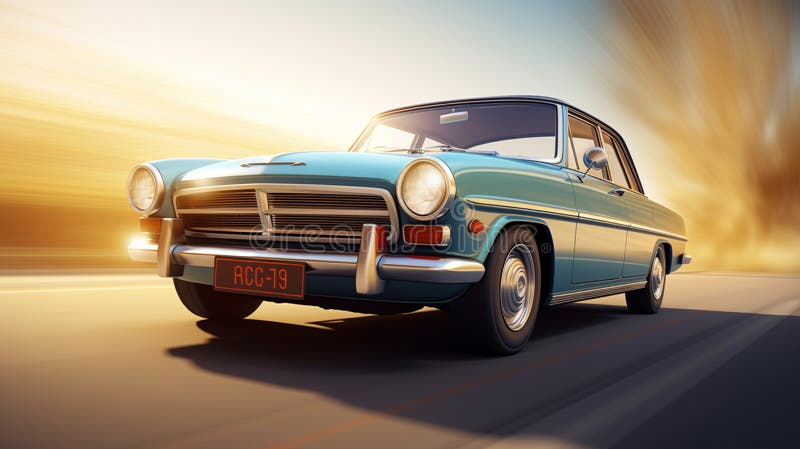 Nostalgic Drive Retro Car Parked Stock Illustration - Illustration of ...