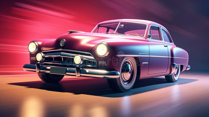 Nostalgic Drive Vintage Car Closeup Stock Illustration - Illustration ...