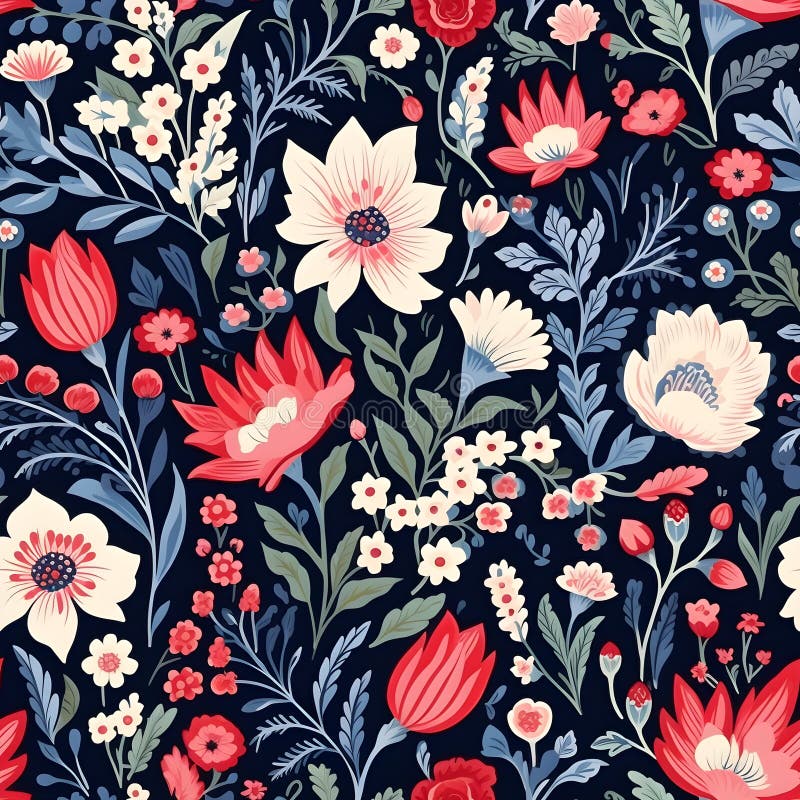 Nostalgic Floral Pattern Artwork Stock Illustration - Illustration of ...