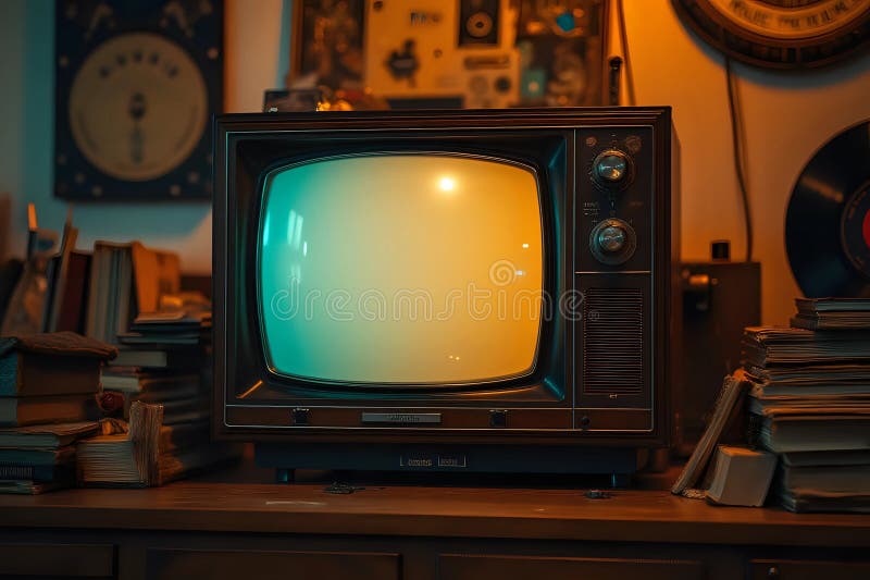 Nostalgic Glow: a Vintage Television Set in a Retro Setting Stock ... Nostalgic Glow: a Vintage Television Set in a Retro Setting Stock ...