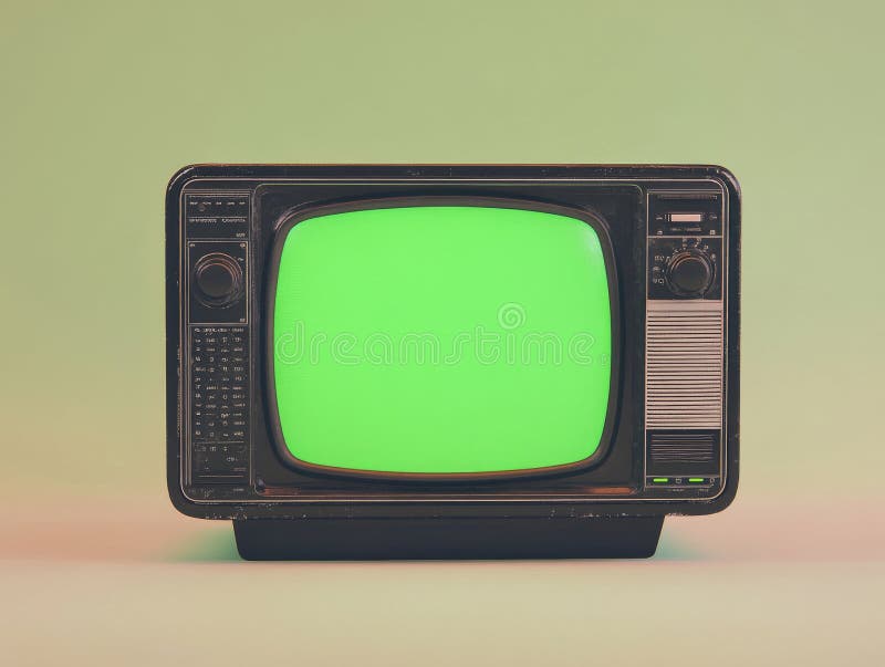 Nostalgic Green Screen TV from the 80s, 90s, and 2000s, Equipped with ...