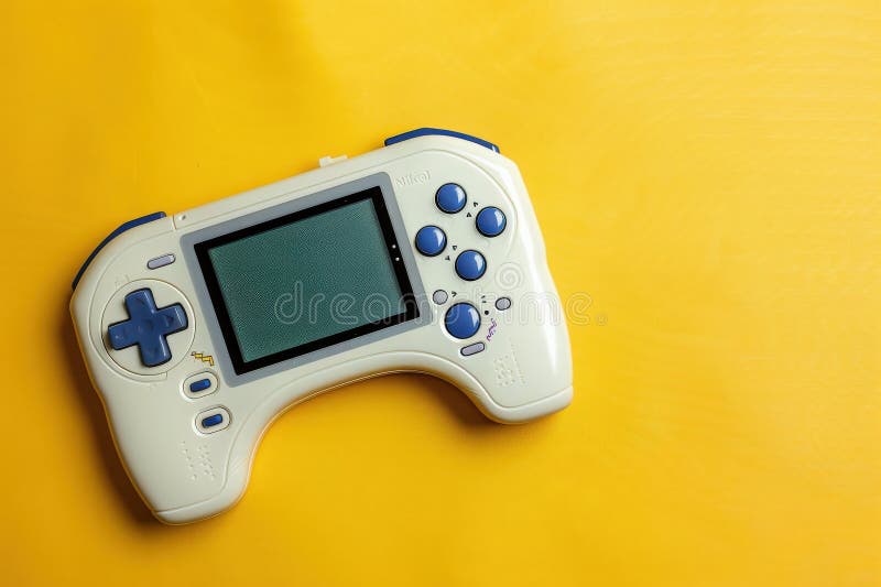 Isolated Vintage Handheld Gaming Console on Bright Yellow Background ...