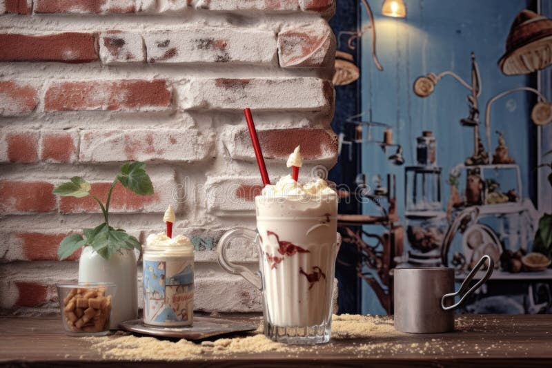 Nostalgic Milkshake Advertisement on Brick Wall Stock Illustration ...