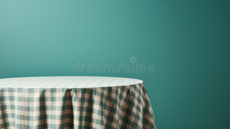 Nostalgic Minimalism: Tablecloth on Green Background with Copy Space ...