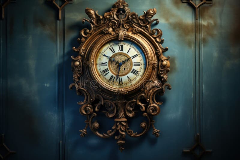 Nostalgic Old Clock on Brick Wall. Generate Ai Stock Photo - Image of ...