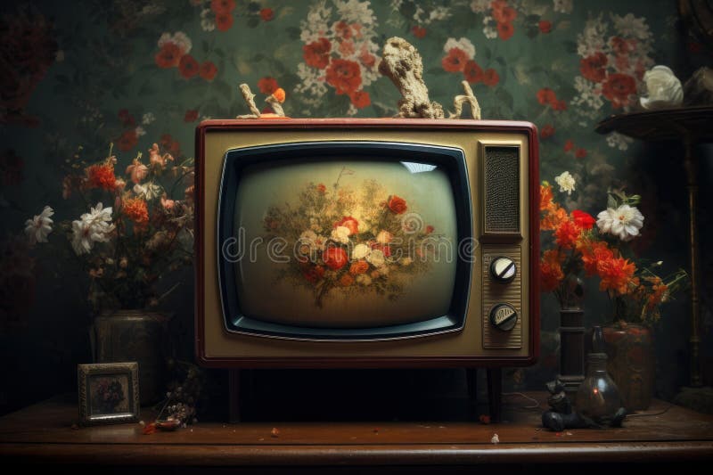 Nostalgic Old Retro Tv. Generate Ai Stock Illustration - Illustration ...