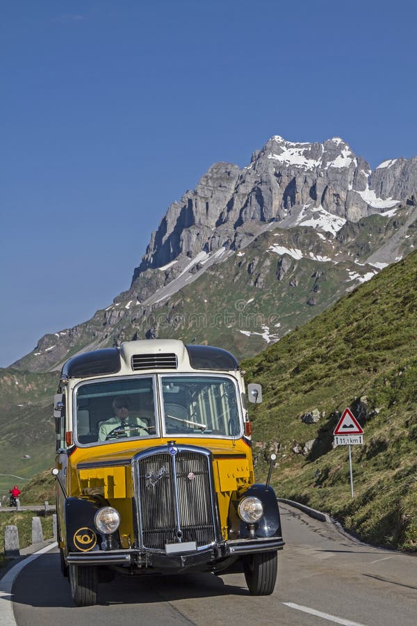 Nostalgic post bus editorial image. Image of mountain - 55589030