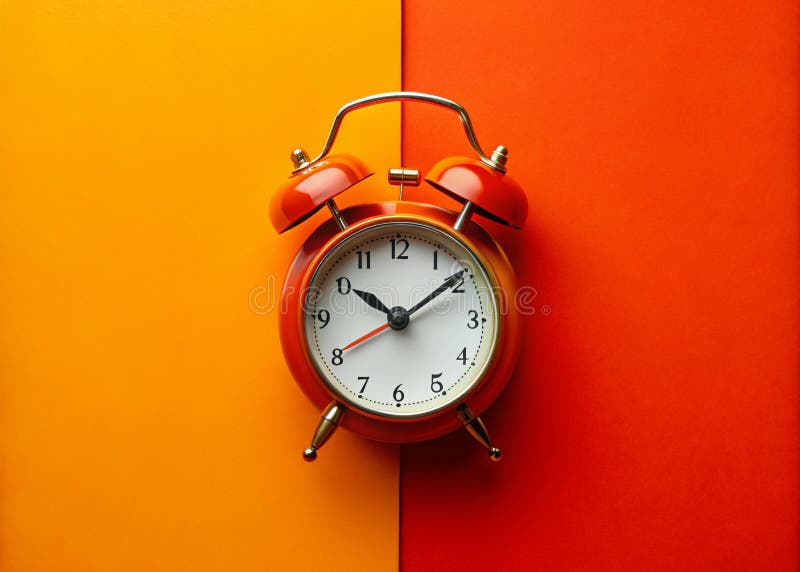 Nostalgic Retro Alarm Clock Against a Bold Orange and Red Gradient a ...