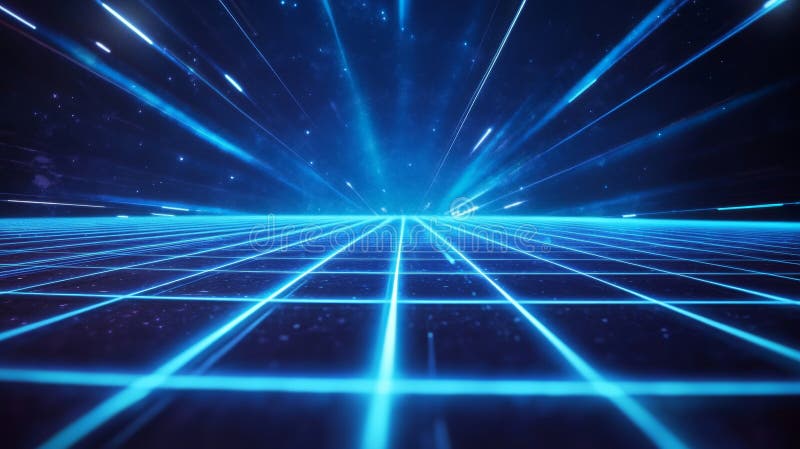Nostalgic Retro 80s Video Game Background with Blue Light Streaks in a ...