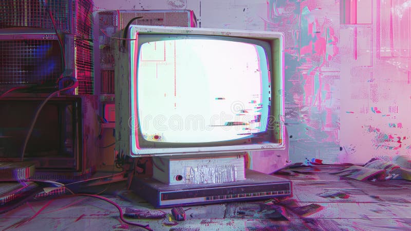 Nostalgic Retro VHS Television with a Static Screen AIG535 Stock Photo ...