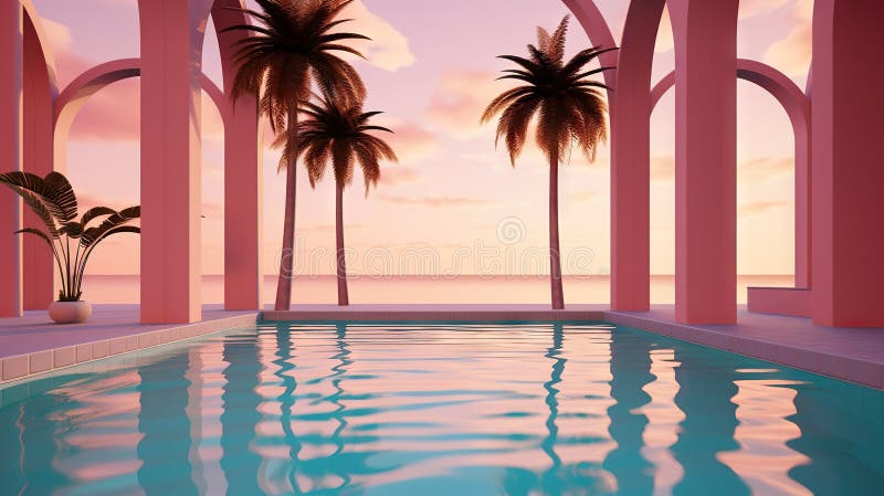 Nostalgic Serenity Liminal Space 1990s Style 3D Computer Graphics ...