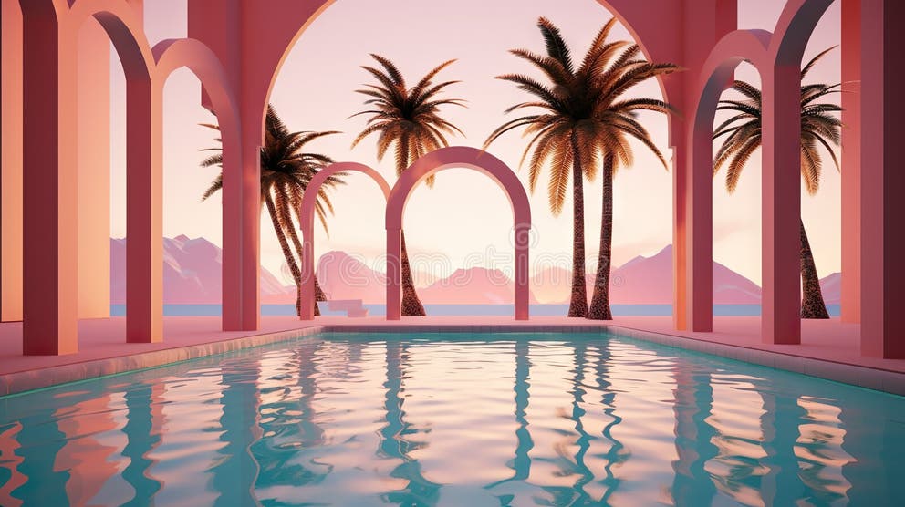 Nostalgic Serenity Liminal Space 1990s Style 3D Computer Graphics ...