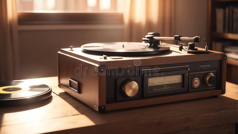 A Nostalgic Setup with an Old Vinyl Record Playe Ai Generated Stock ...