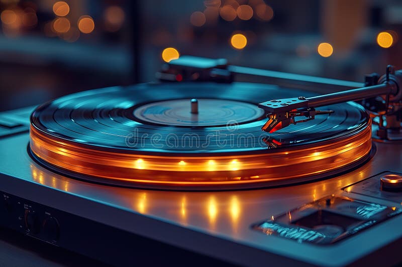 A Nostalgic Spin Vintage Record Player with Classic Vinyl Stock ...