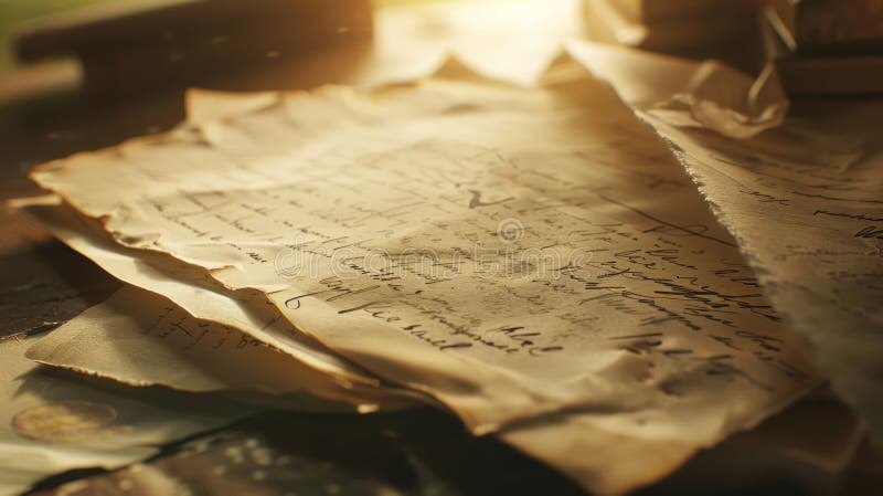 Nostalgic Stack of Antique Letters in Soft Focus Stock Illustration ...