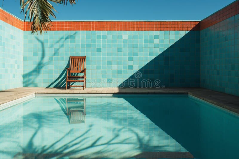 Nostalgic Summer Start Empty Pool, Rusty Stairs, and Tiled Floor Stock ...