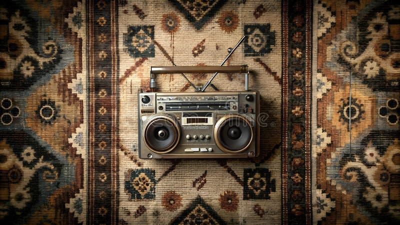 Nostalgic Tapestry: a Vintage Cassette Player Adorned with Musical ...