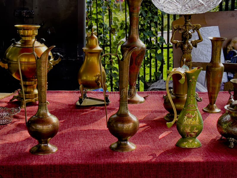 Nostalgic Vases, Samovar and Valuable Decorative Items Stock Photo - Image of teapot, metal ...