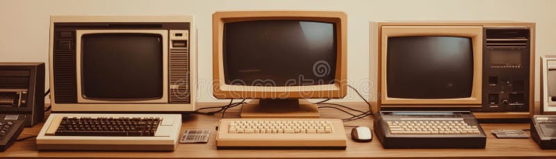 A Nostalgic View of Vintage Computers Showcasing Retro Technology and ...