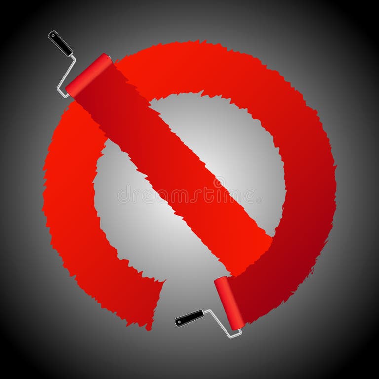 Not Allow Signl from Paint Roller Brush Stock Vector - Illustration of ...