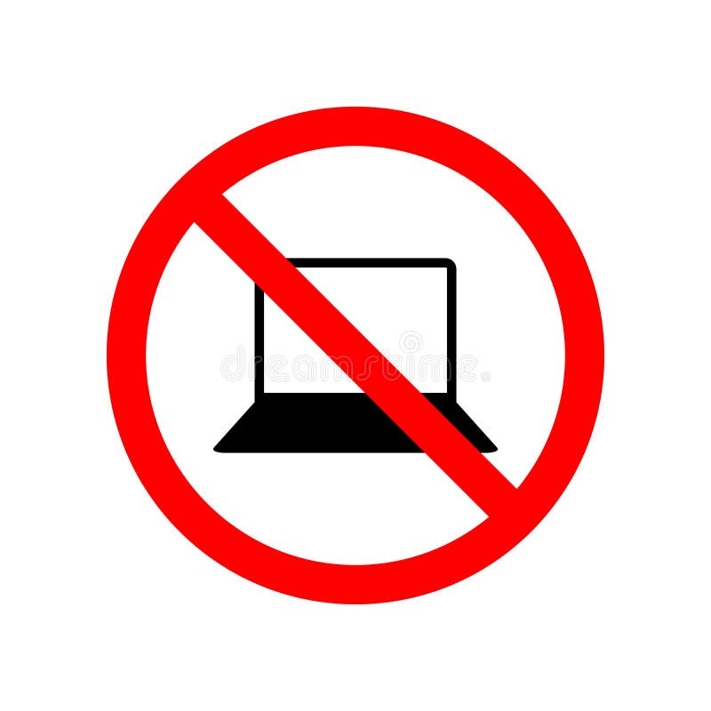 Not use laptop sign stock vector. Illustration of display - 90422796