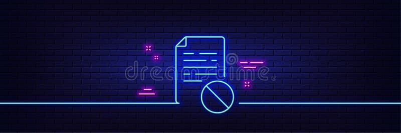 Not Allowed Document Line Icon. No File Sign. Neon Light Glow Effect ...