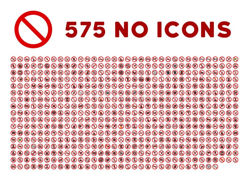 575 Not Allowed Icons - Vector Icon Set Stock Vector - Illustration of ...