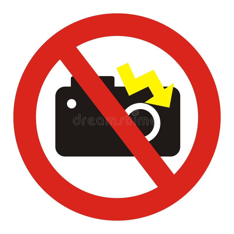 Camera with Flash, Sign, Ban on Taking Pictures with Lightning Stock ...