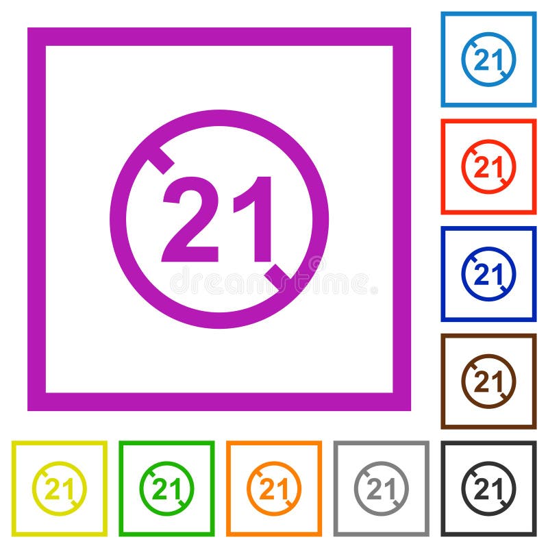 Not Allowed Under 18 Flat Icons with Outlines Stock Vector ...