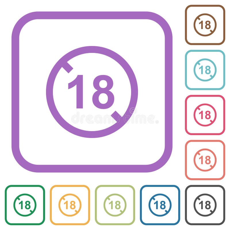 Not Allowed Under 18 Flat Icons with Outlines Stock Vector ...