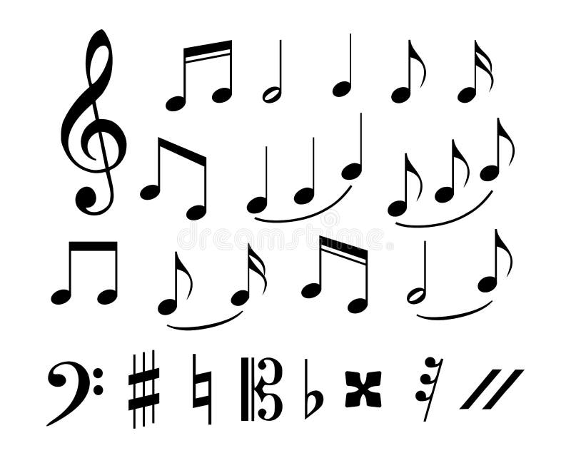 Set of Musical Annotations or Music Note Elements Concept. Stock Vector ...