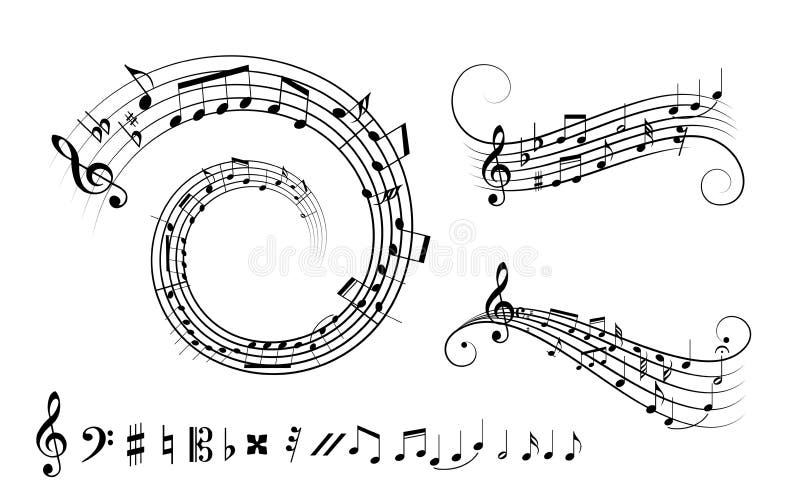 Set of Musical Annotations or Music Note Elements Concept. Stock Vector ...