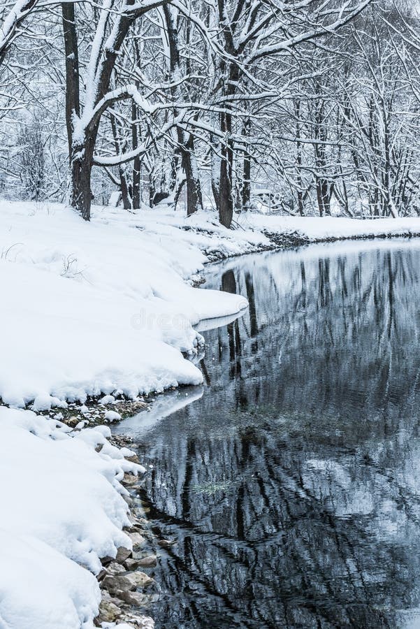 Winter Lake with Reflections Stock Photo - Image of serene, seasons ...