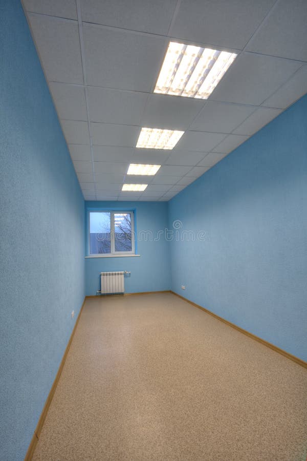Not Furnished Room with Blue Walls and One Window. Stock Photo - Image ...