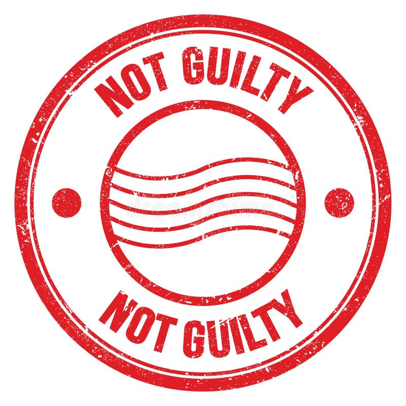 NOT GUILTY Text Written on Red Round Postal Stamp Sign Stock ...