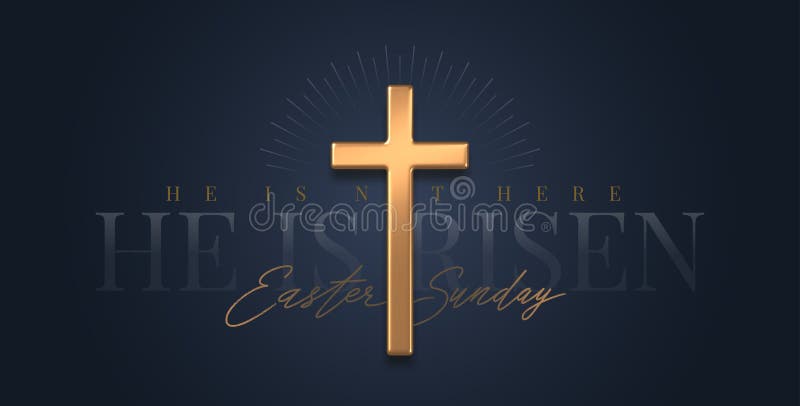 He is Risen, Easter Sunday - Lettering Quote with 3d Gold Metal Cross ...