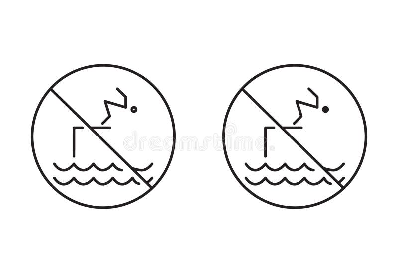 Not Jump in Pool Sign Flat Editable Icon Mark Set. Not Jump in Pool ...