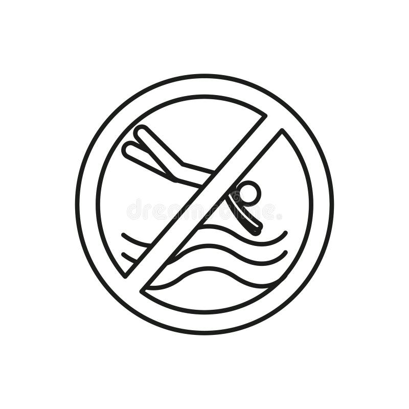 Not Jump in Pool Sign Icon Flat Line Symbol Set Stock Illustration ...