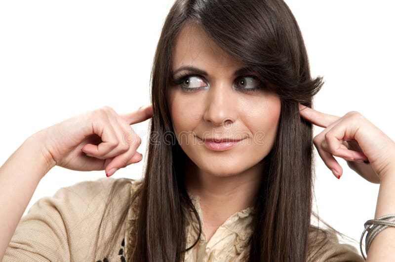 Not listening stock image. Image of ears, hand, looking - 14023193