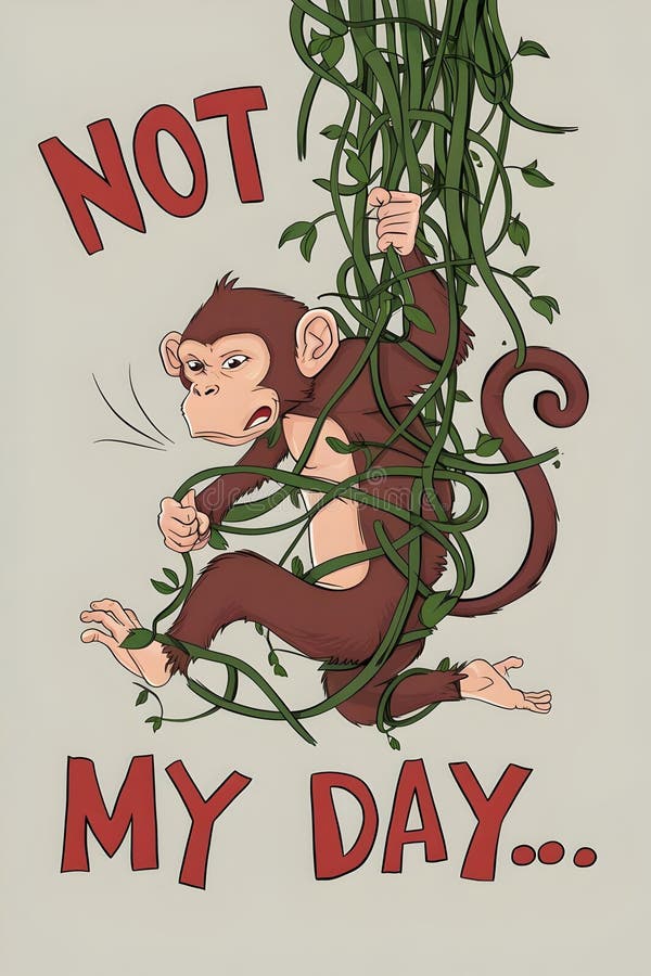Not My Day Monkey stock illustration. Illustration of cute - 344279551