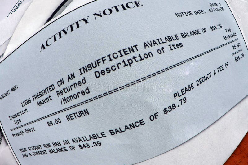 Not sufficient funds stock photo. Image of document, money - 5851896