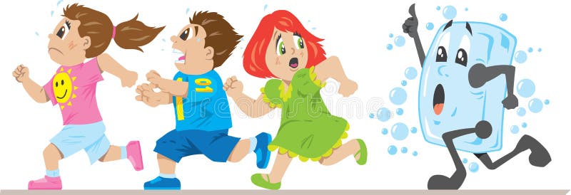 Scared Kids Running Cartoon