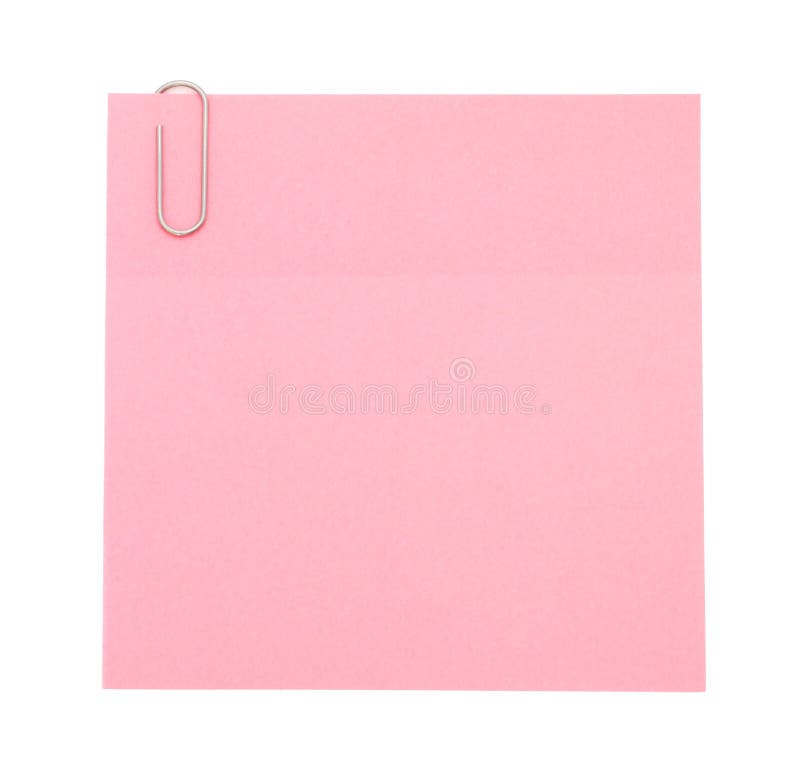 Nota De Papel Cor-de-rosa Com Grampo De Papel Imagem de Stock - Imagem ...